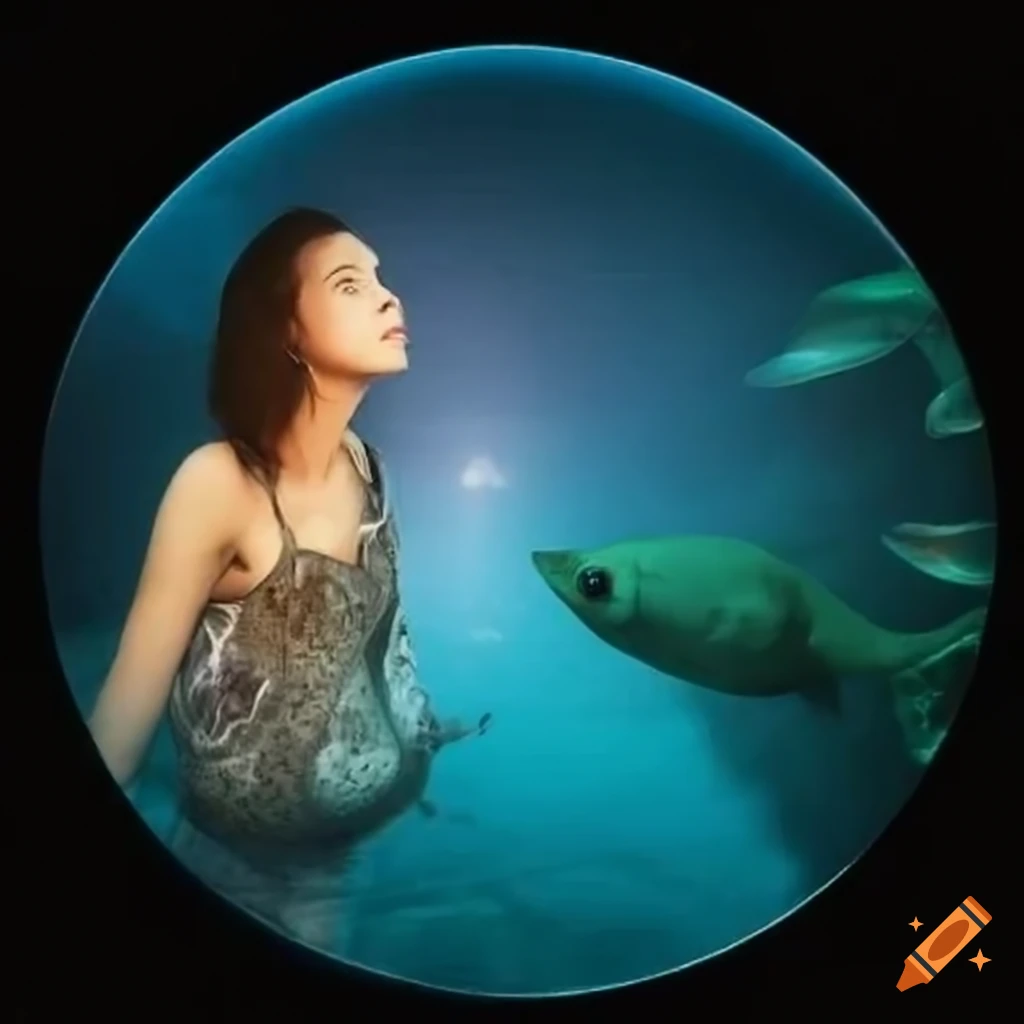 Creative fish eye portrait of a woman
