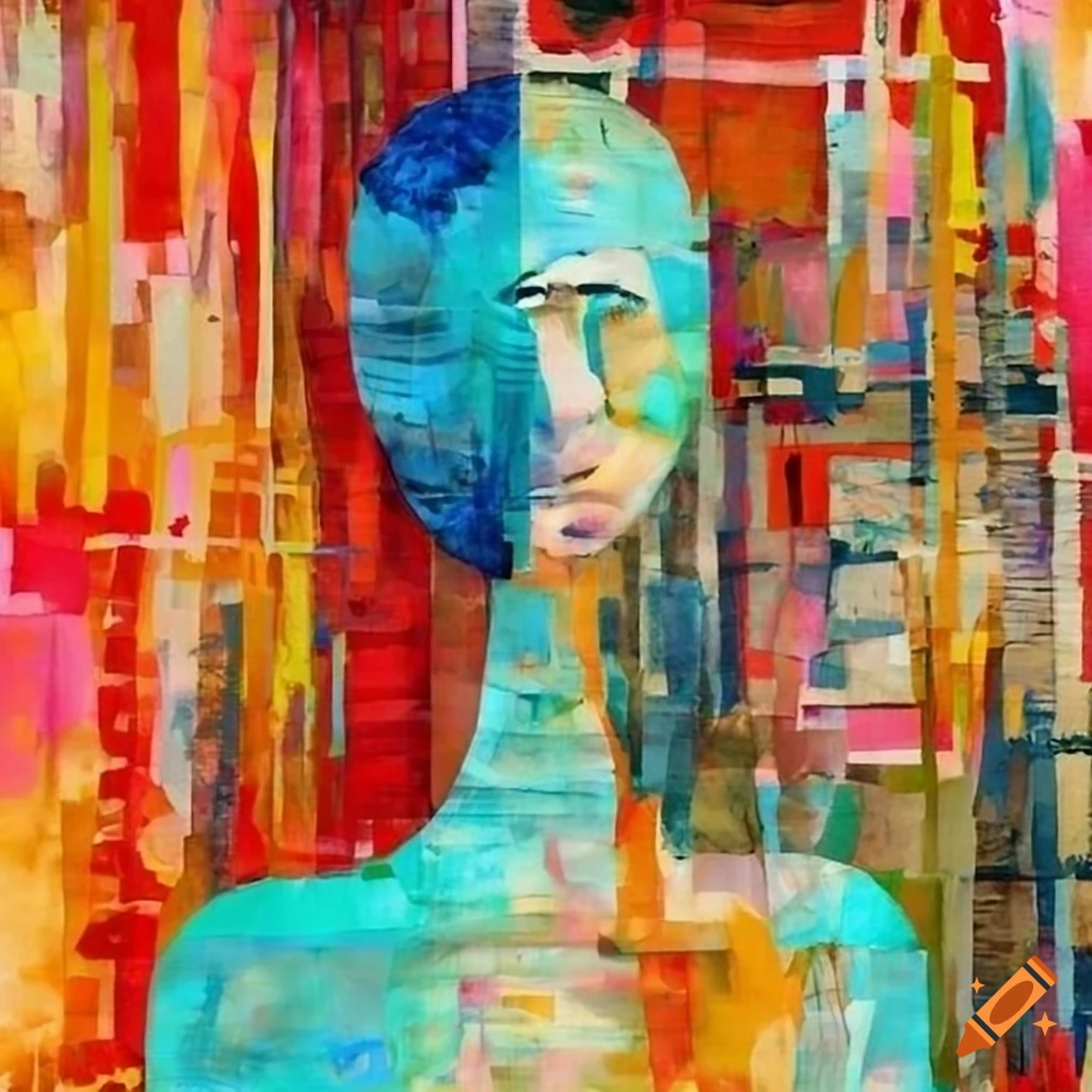 Abstract mixed media artwork inspired by monet's style on Craiyon