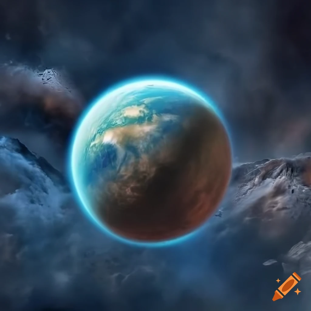 Detailed planetary map with mountains, rivers, and cities