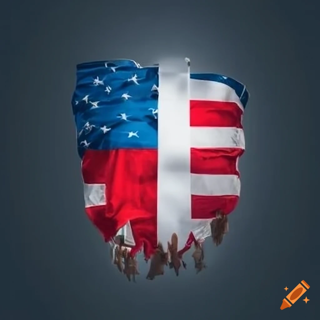 French and american flags intertwined in friendship