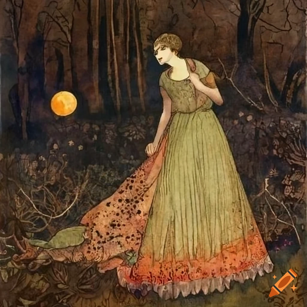 Illustration of a curandera in a mystical forest on Craiyon