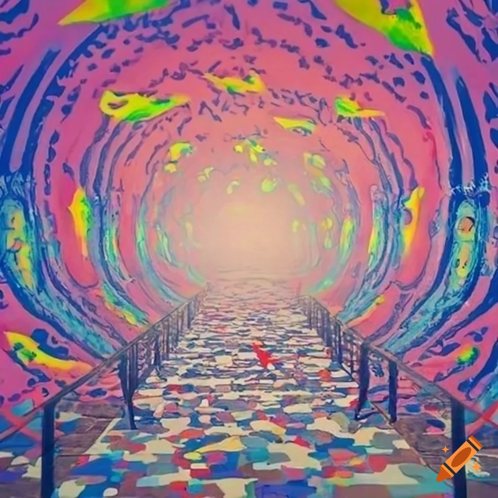 Abstract room with floating words and leaflets on the floor on Craiyon