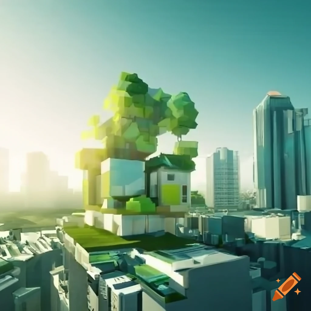 Realistic cube-shaped eco city