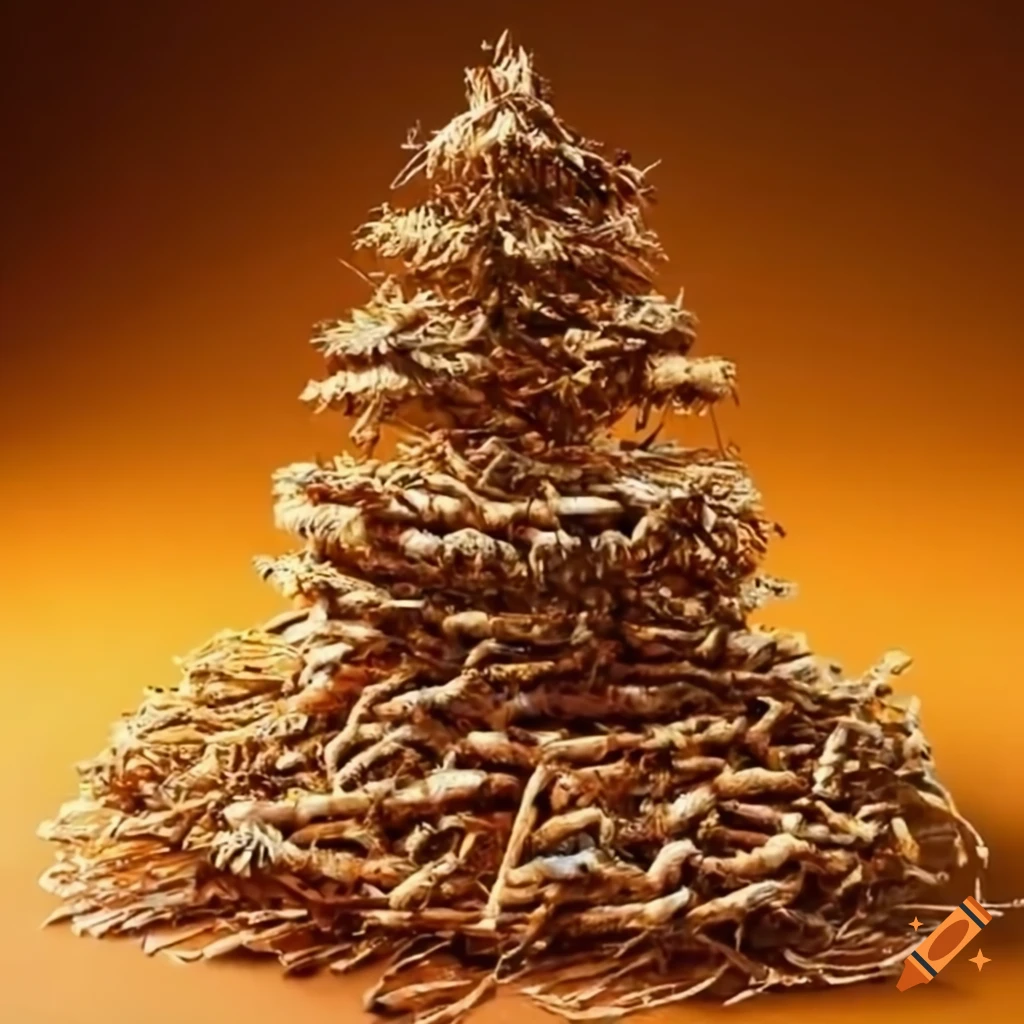 Unique christmas tree made of cereal crops