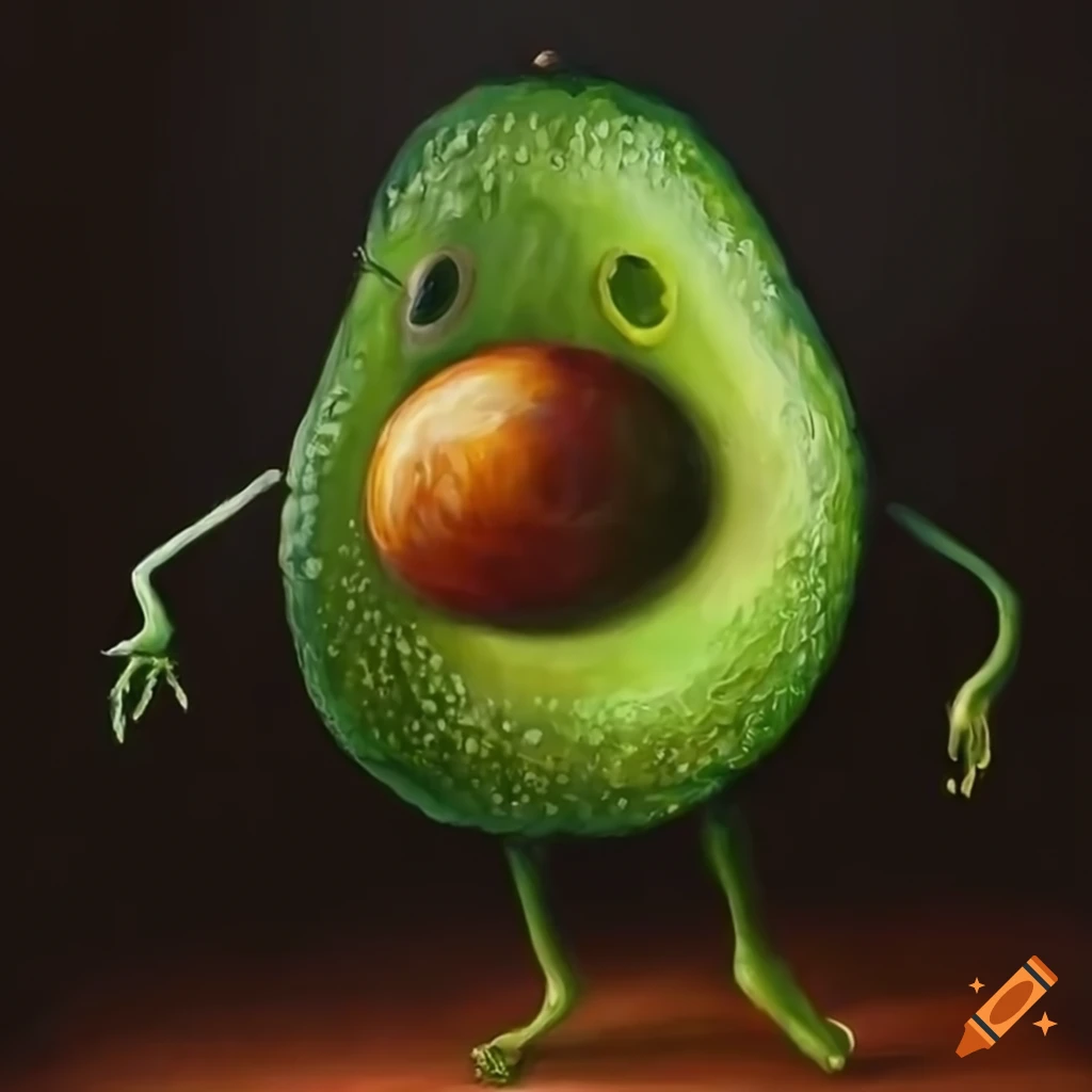 Surrealist painting of dancing avocados under the moon on Craiyon