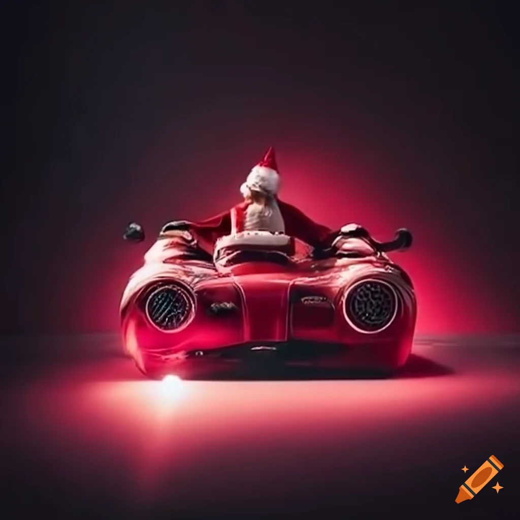 Santa claus driving a racecar
