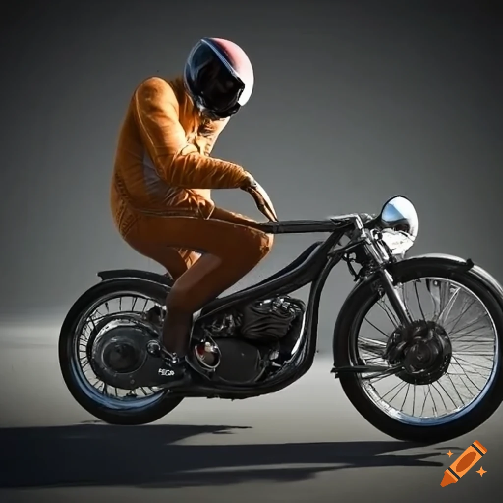 Vintage racing motorcycle on a damier pattern