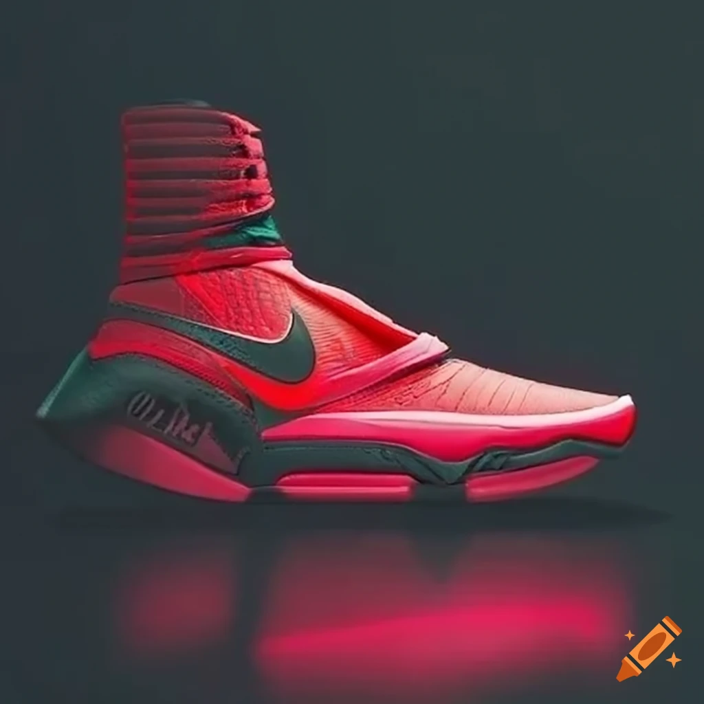 Red And Black Nike Futuristic Sports Shoes Prototype