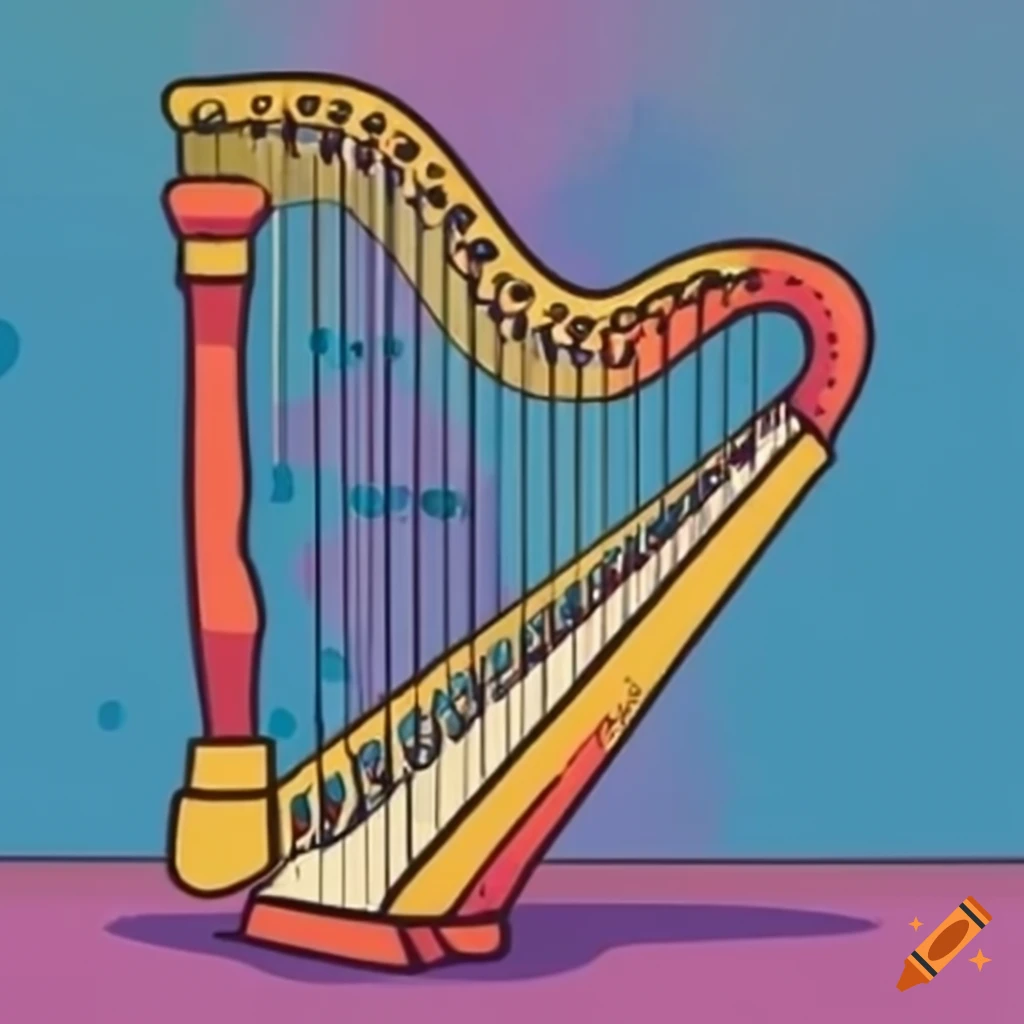 Colored harp instrument on Craiyon