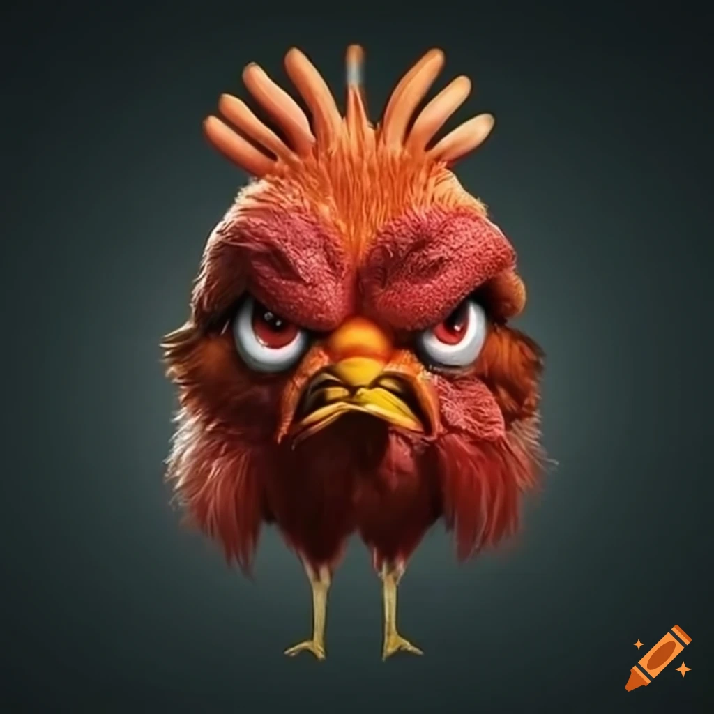 Close-up of an angry chicken on Craiyon