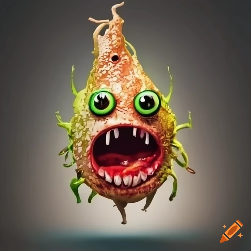 Cartoon illustration of a food monster on Craiyon