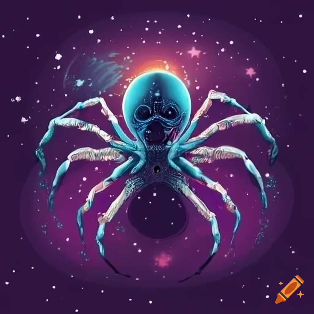 Image of an alien spider in space