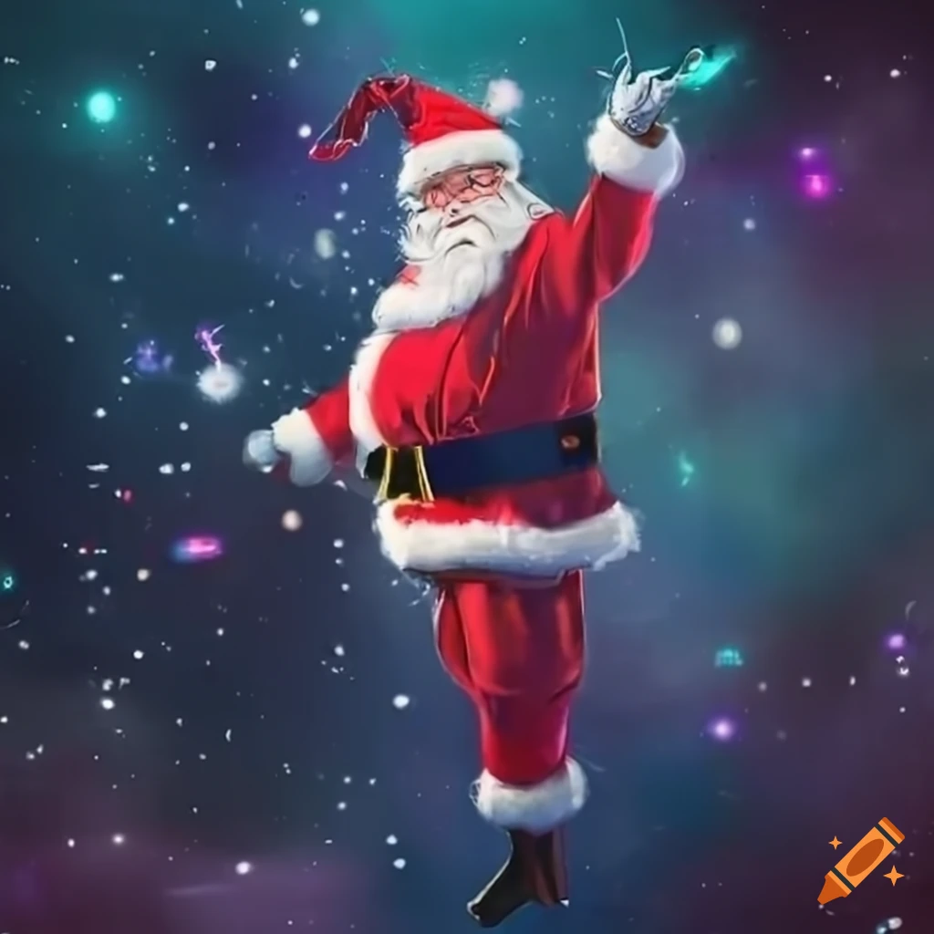 Cyberpunk santa claus in space