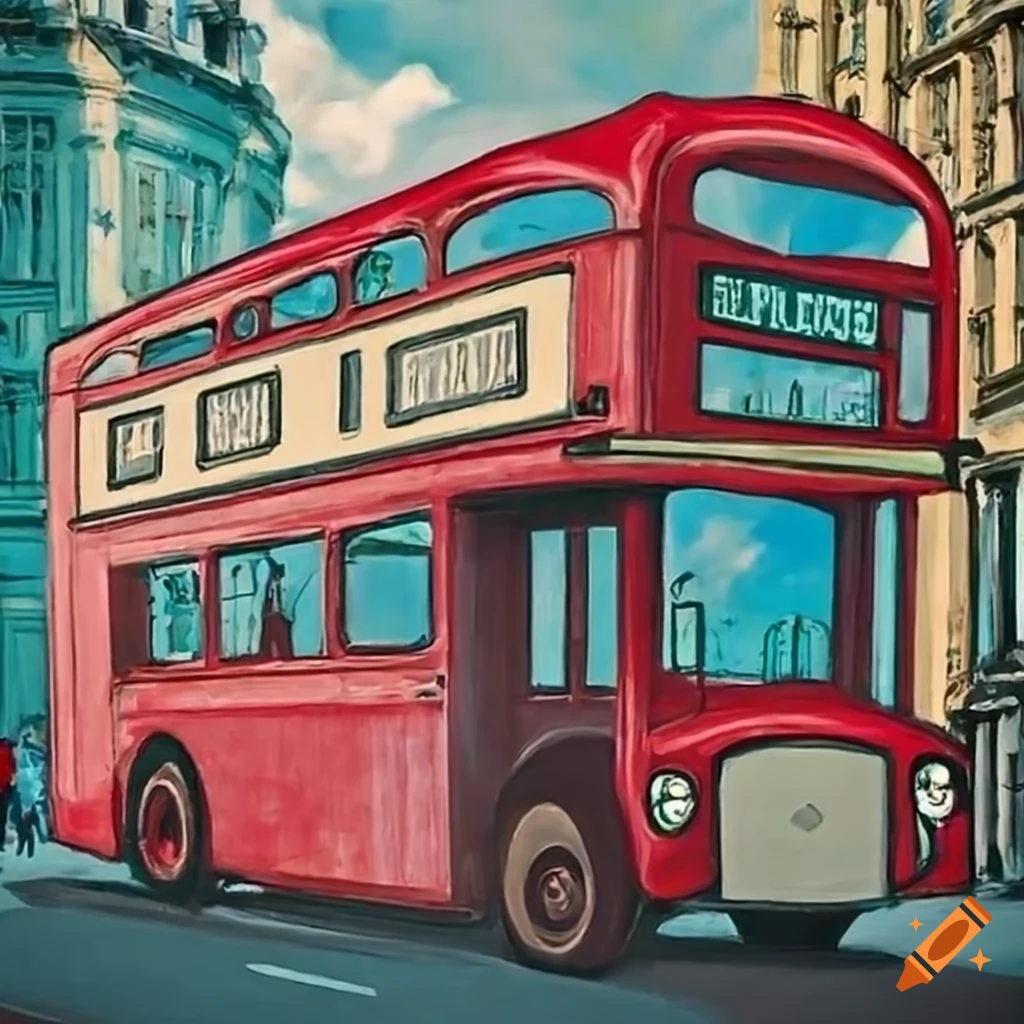 Artistic interpretation of london street with red bus on Craiyon