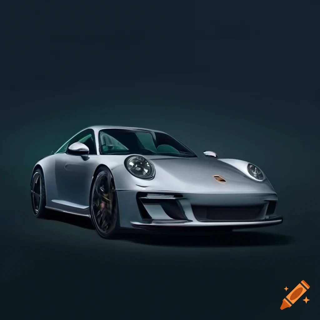 Hyper-realistic grey porsche 911