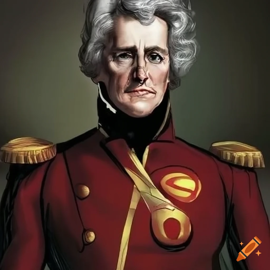 Depiction of Andrew Jackson as a superhero on Craiyon