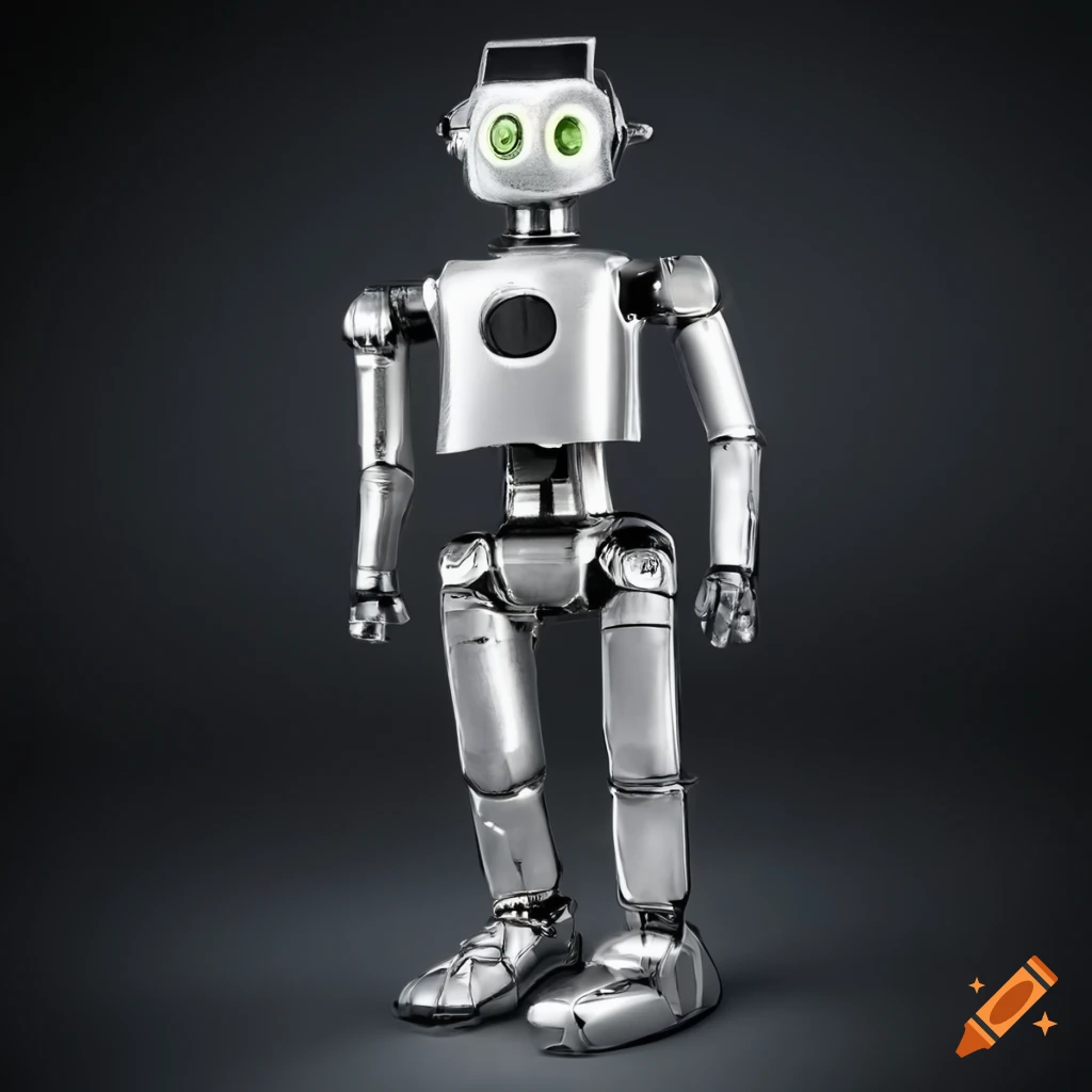 Silver humanoid robot with a smooth surface on Craiyon