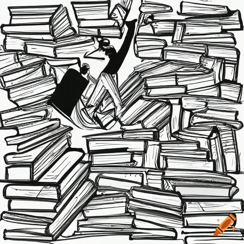 People getting hit by falling books