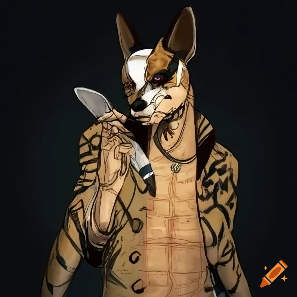 Anthropomorphic dog character inspired by majima from yakuza