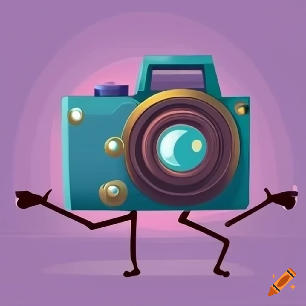 Cartoon camera character with personality