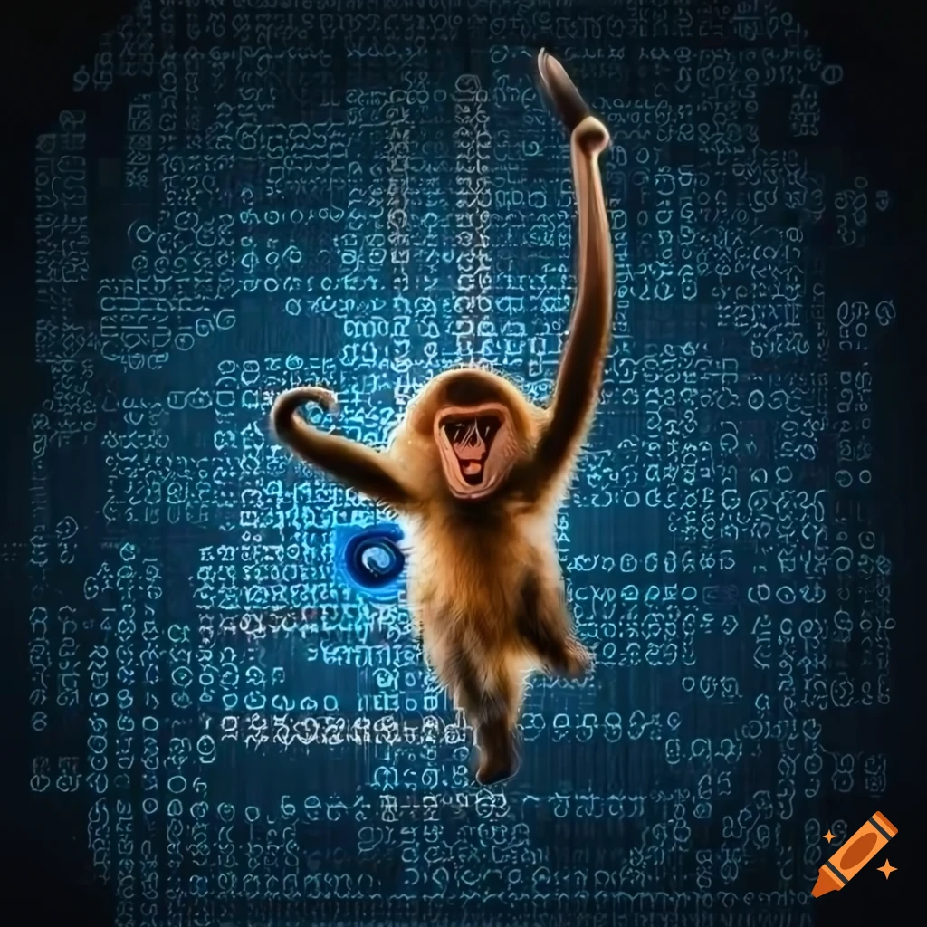 Monkey playing with a radio schematic