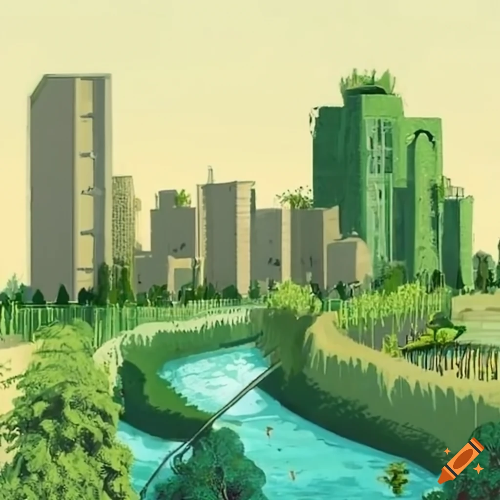 Perspective view of a green city