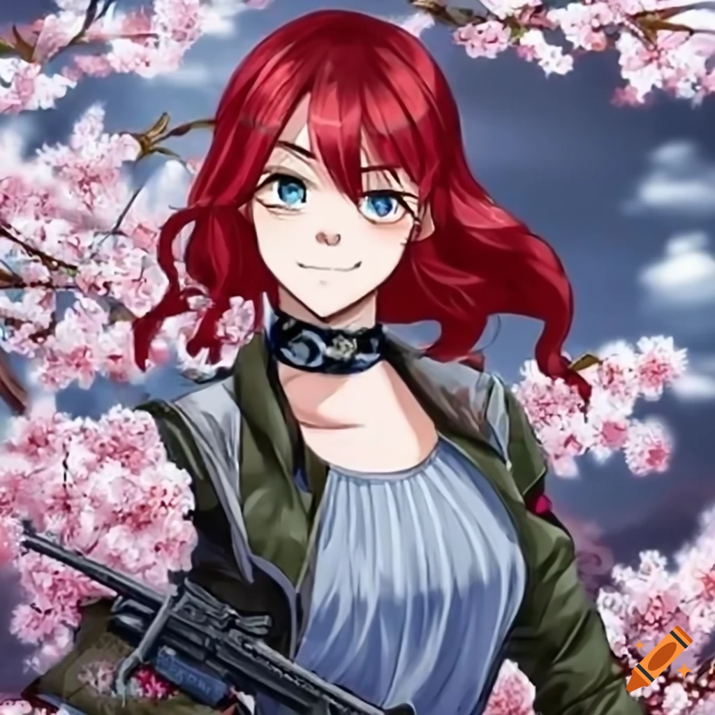 Manga-style female rogue with cherry blossom background