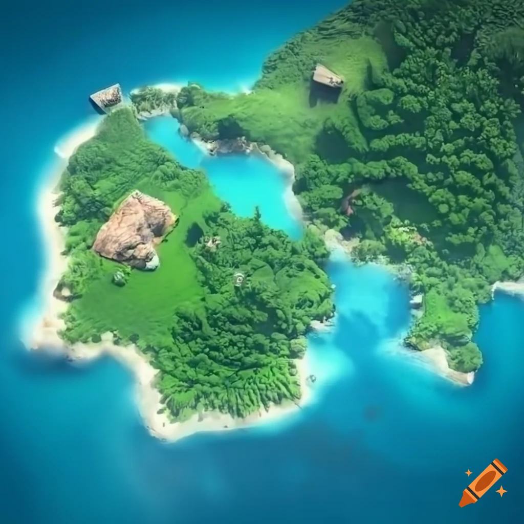Top view of interconnected 2d island