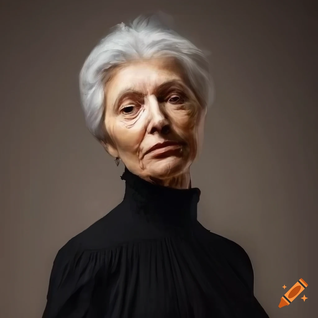 Portrait of an expressive older woman in an artistic style