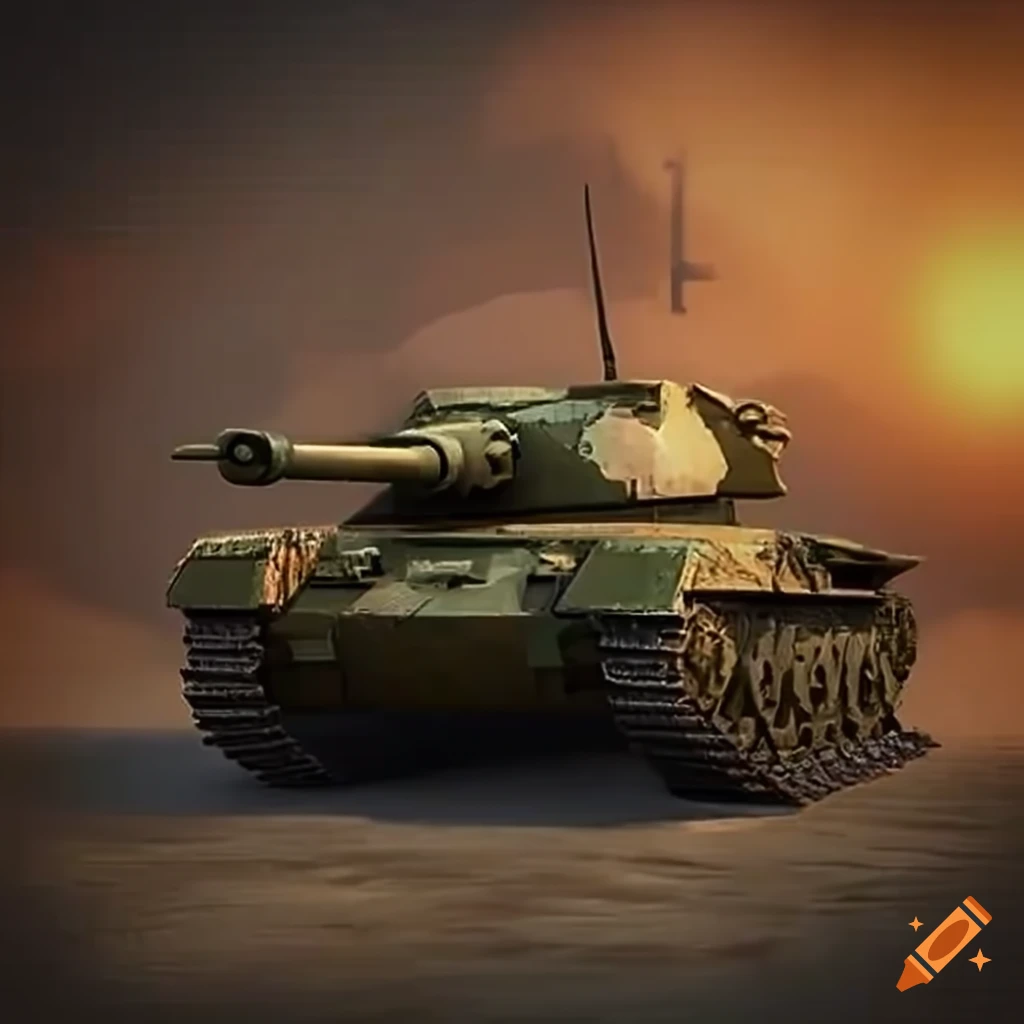 Animated tanks and artillery on a war battleground