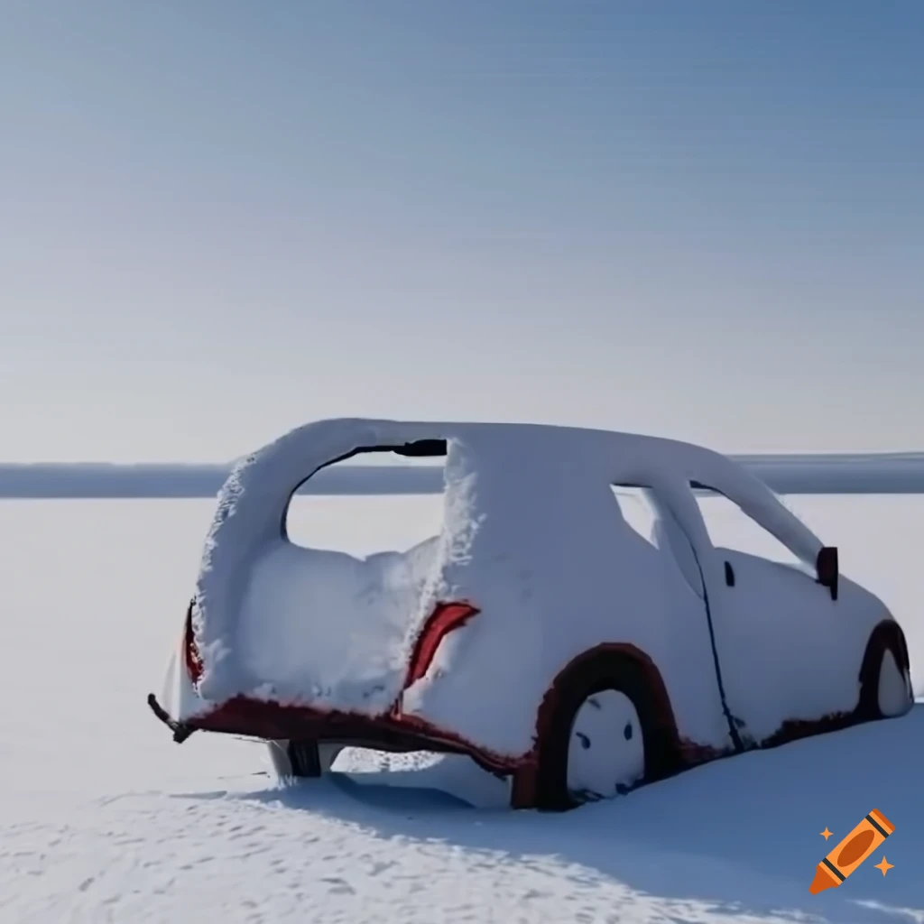Photorealistic 3d car sculpture made of snow on Craiyon