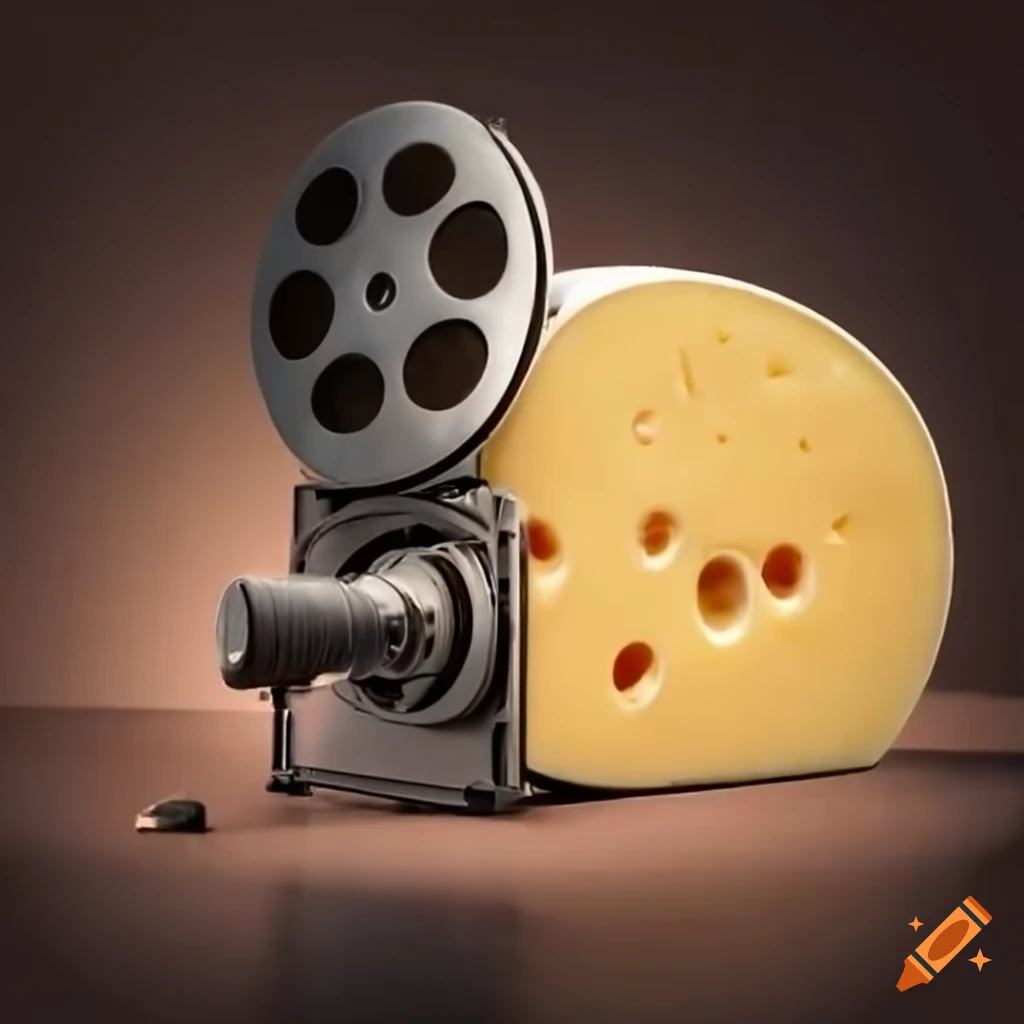 Vintage cinema projector showing a cheese film on Craiyon