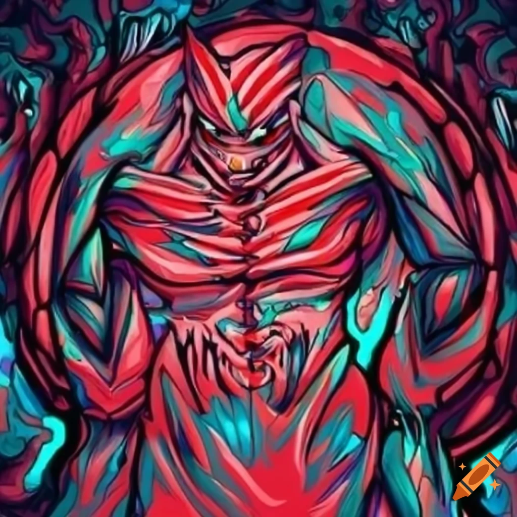 Bold red and black hitmonchan artwork