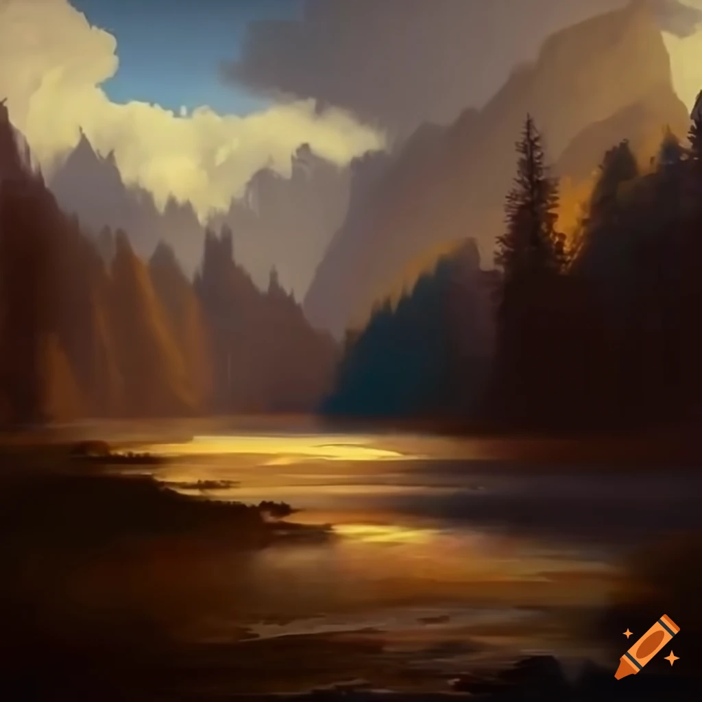Landscape with a painting-like appearance in 2k resolution