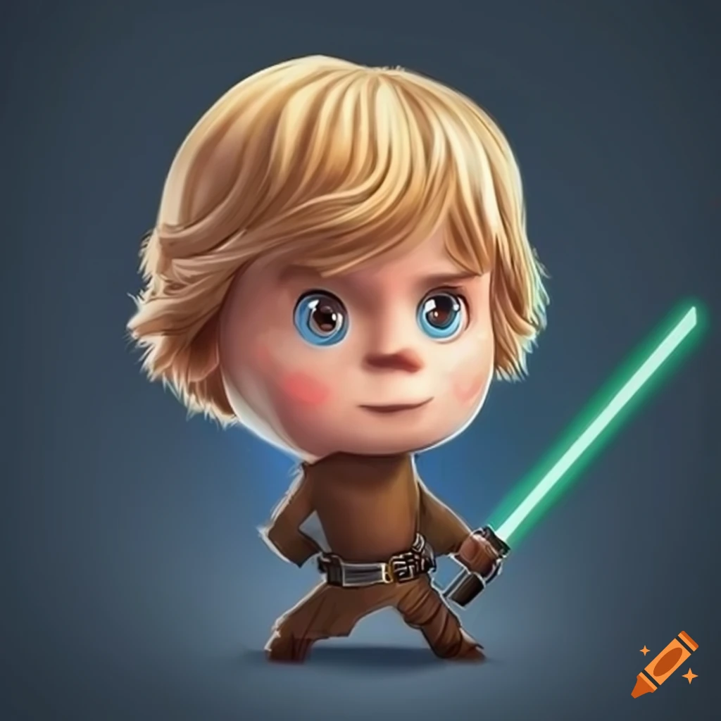 Cartoon illustration of luke skywalker with lightsaber