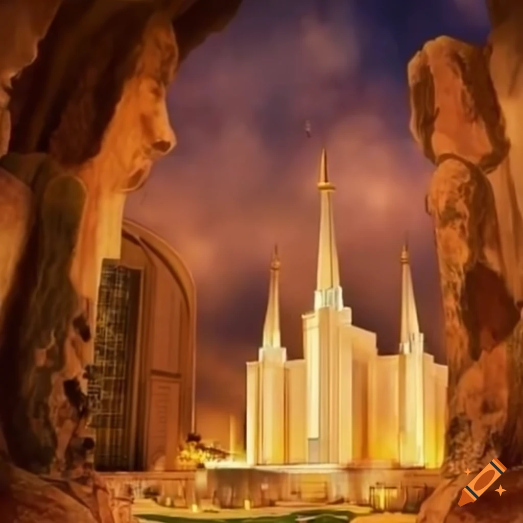 Apocalyptic scene with an lds temple