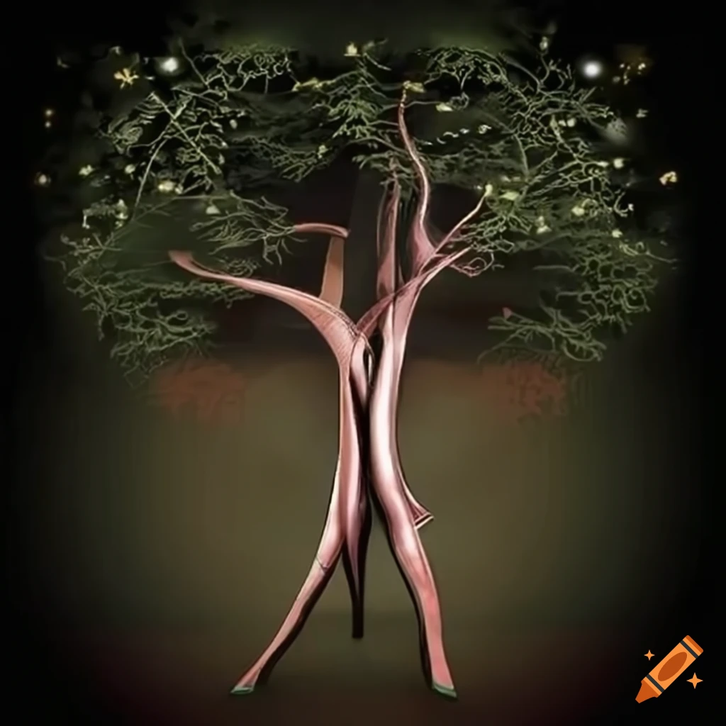 Stylish illustration of a tree making high-heeled shoes