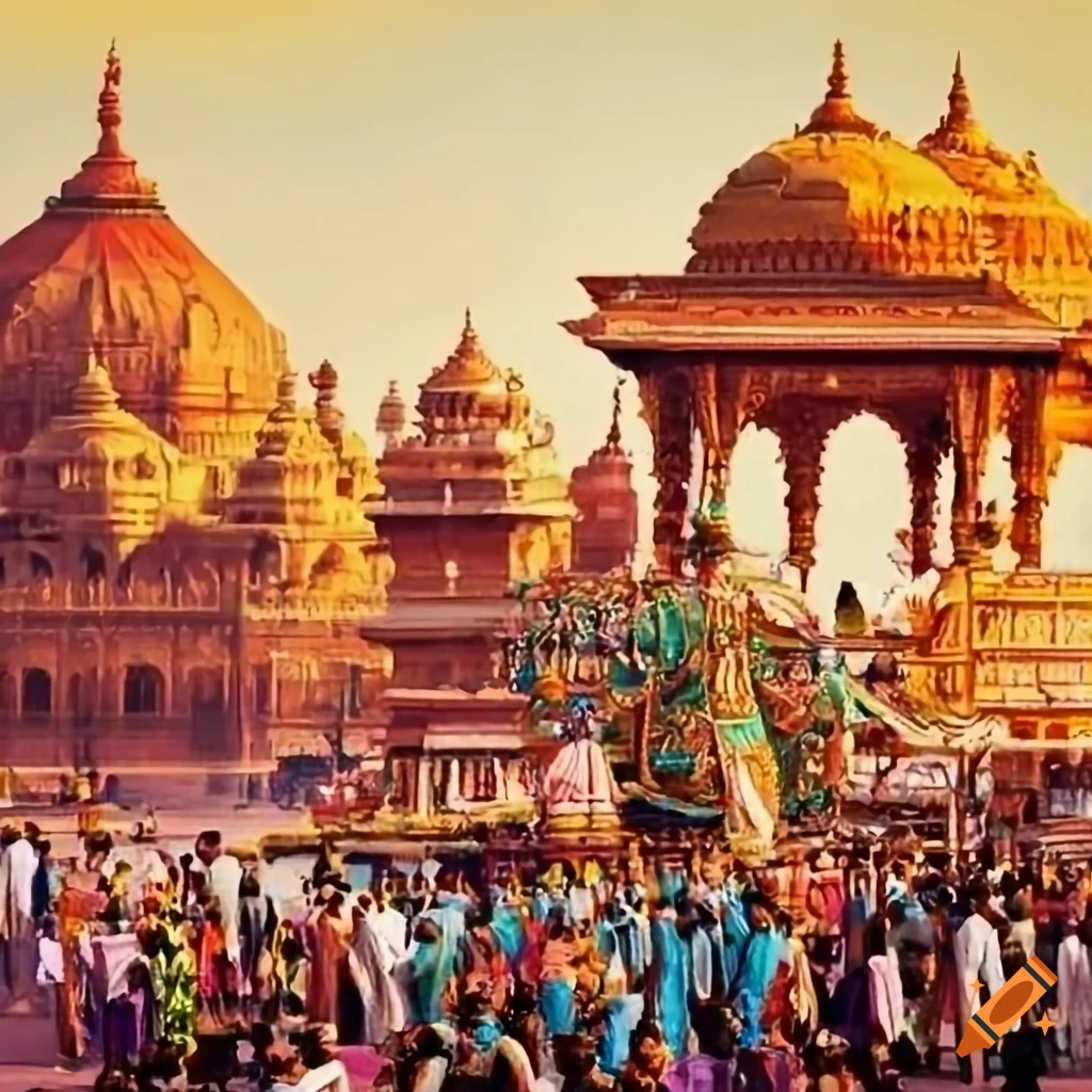 Grand procession of royal couple in india on Craiyon