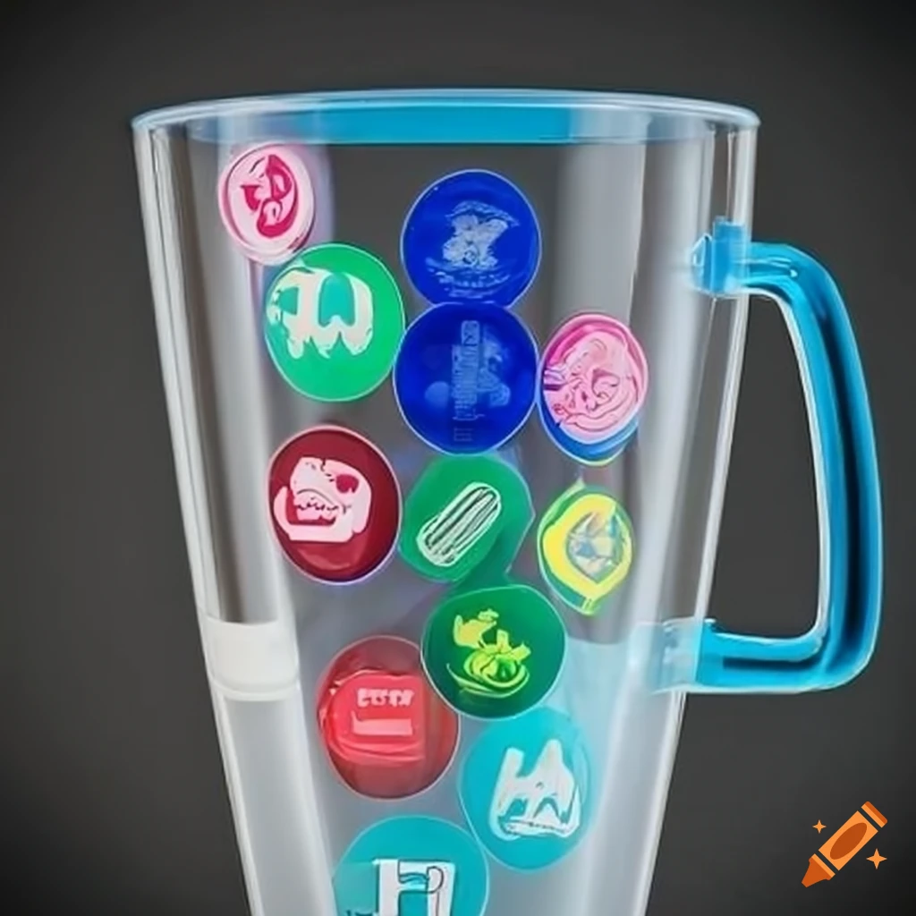 Plastic cup with multiple logos