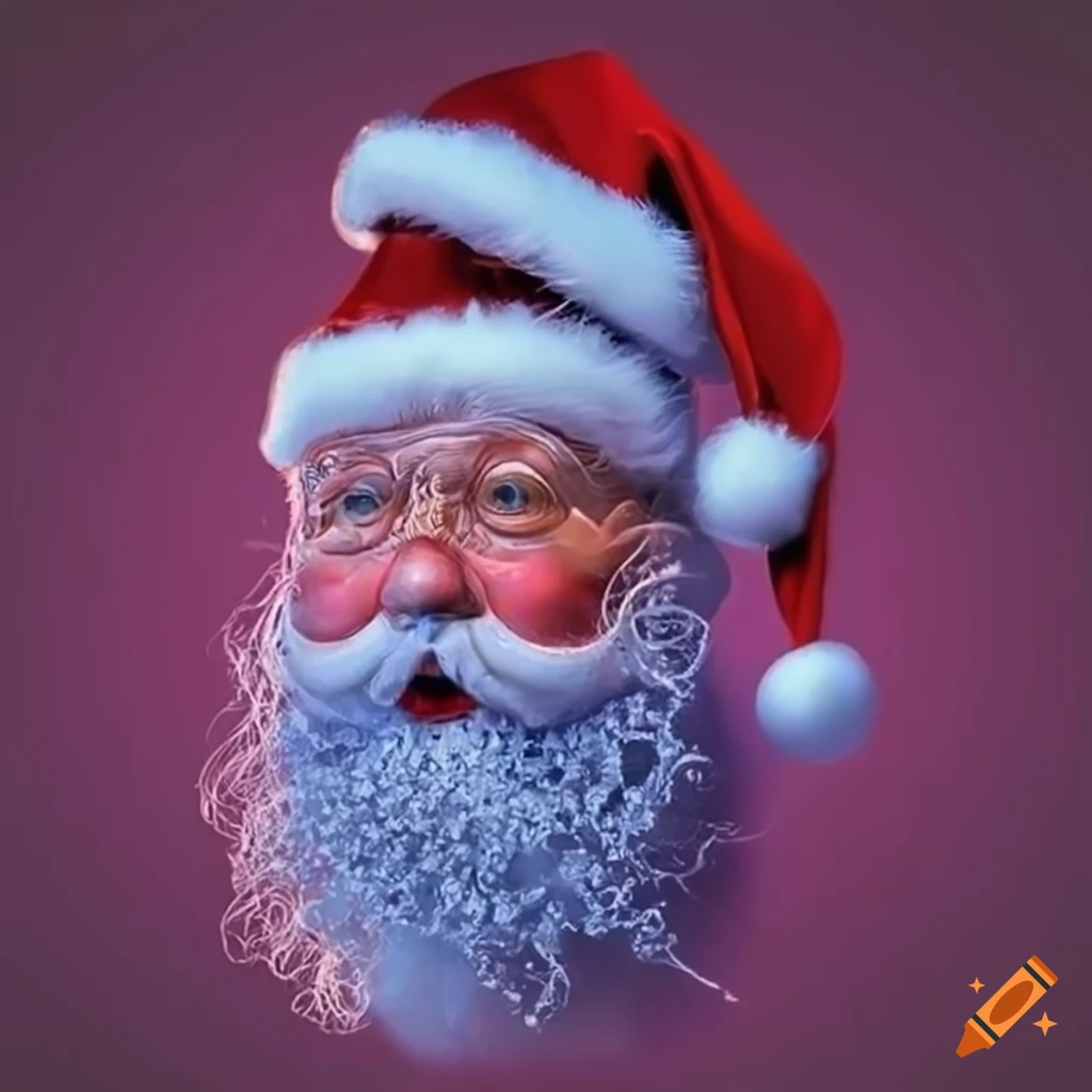 Neon santa claus in the night sky