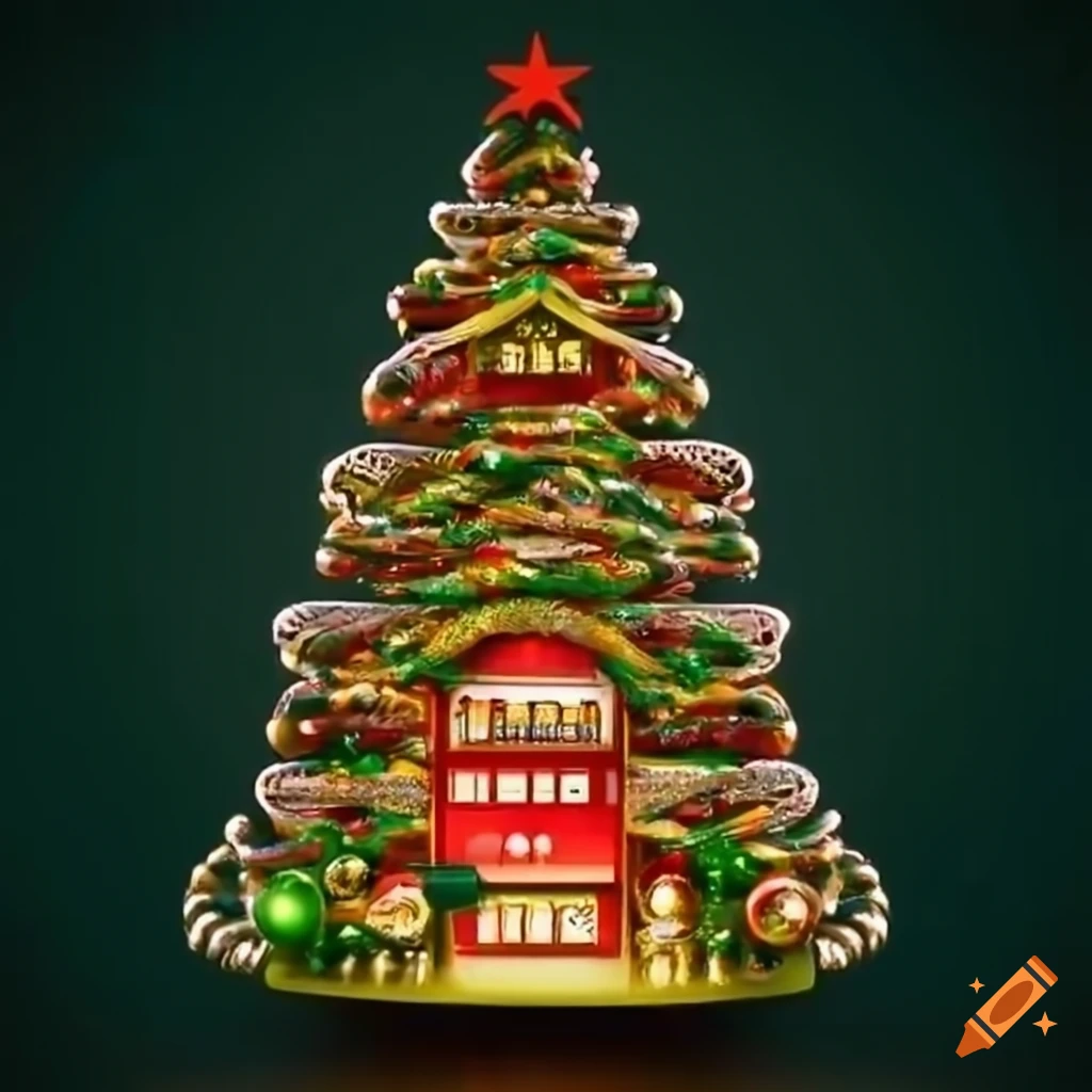 Christmas tree with slot machine decorations
