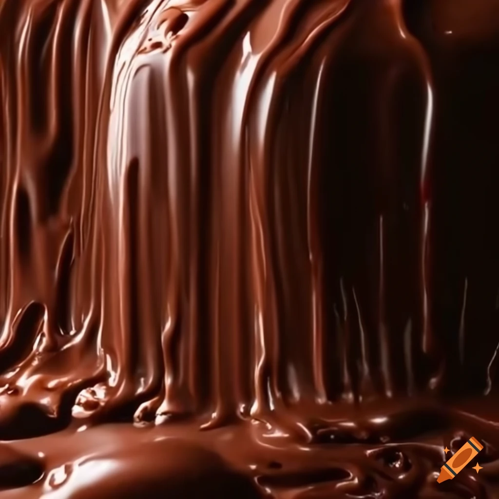 Melted chocolate waterfall