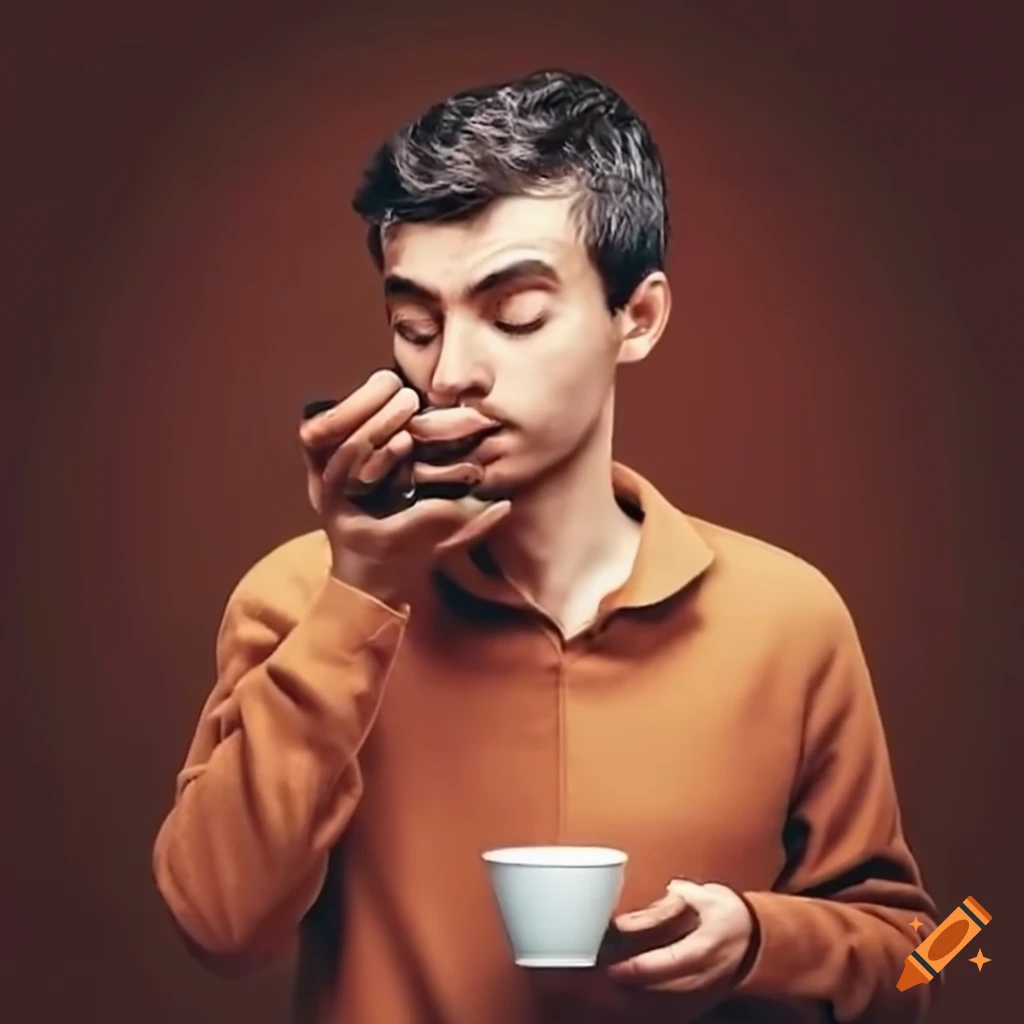Man enjoying a cup of coffee at tim hortons