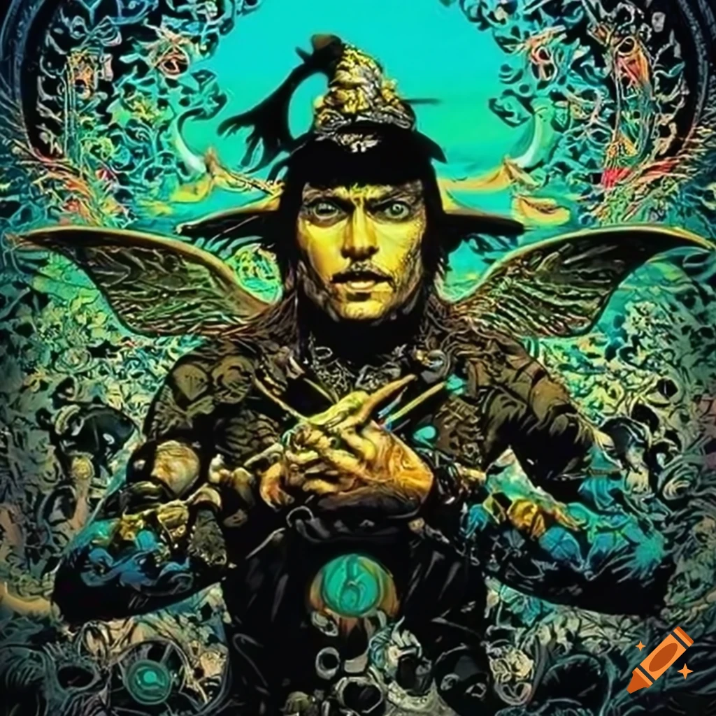 Vibrant psychedelic art influenced by joao ruas, frank frazetta, and ...