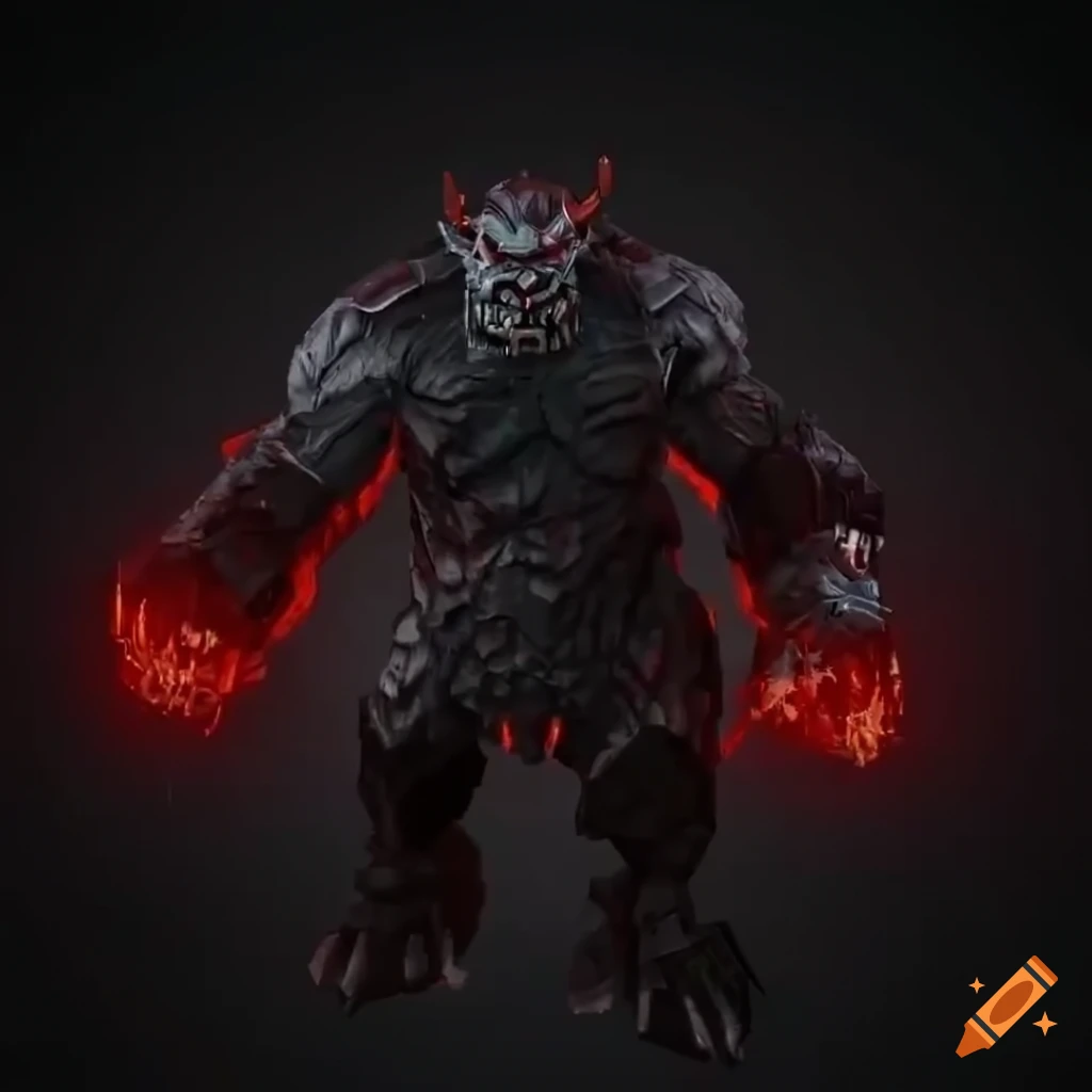 Sculpture of a sci-fi fantasy creature with red hair and glowing ...