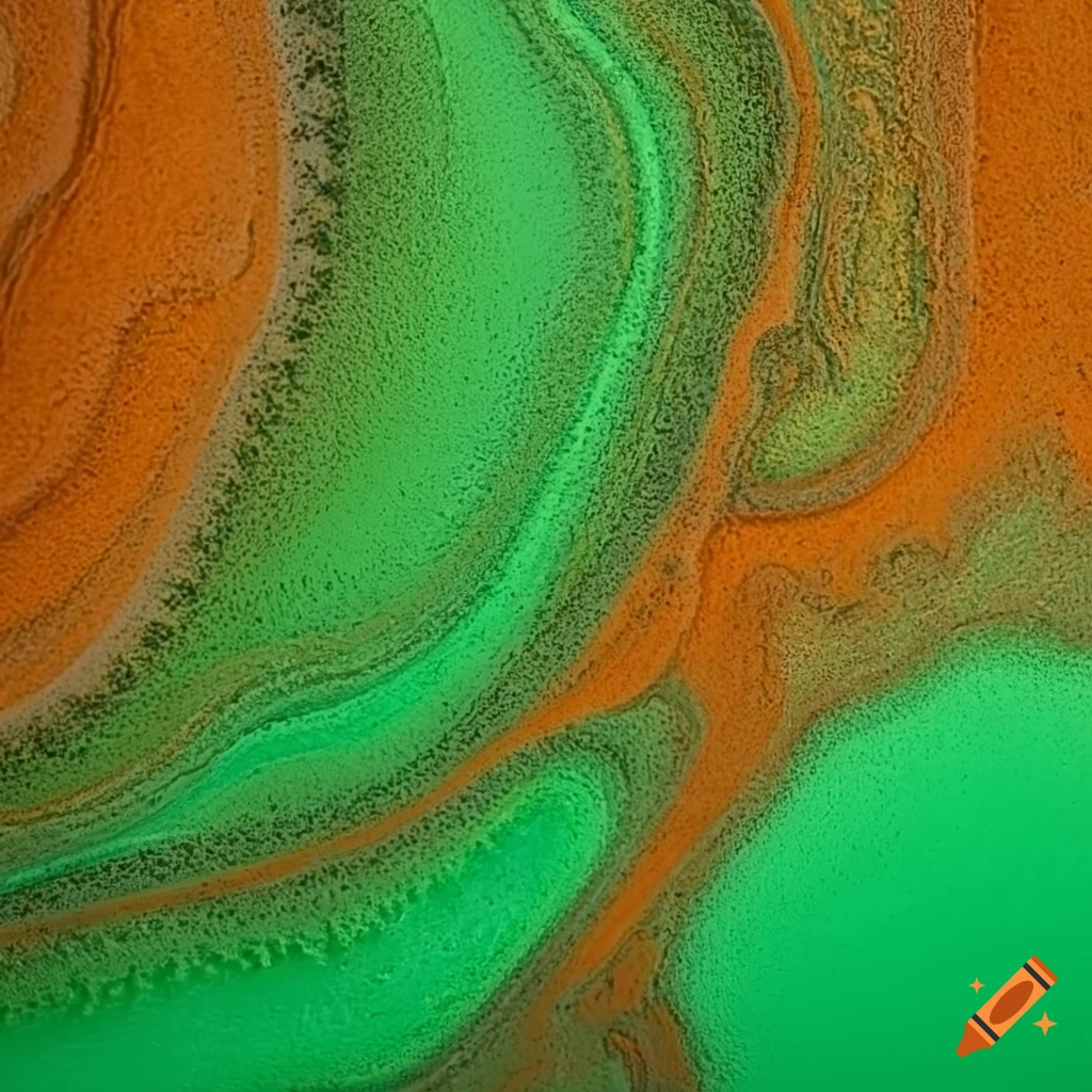 High contrast green and orange plaster texture