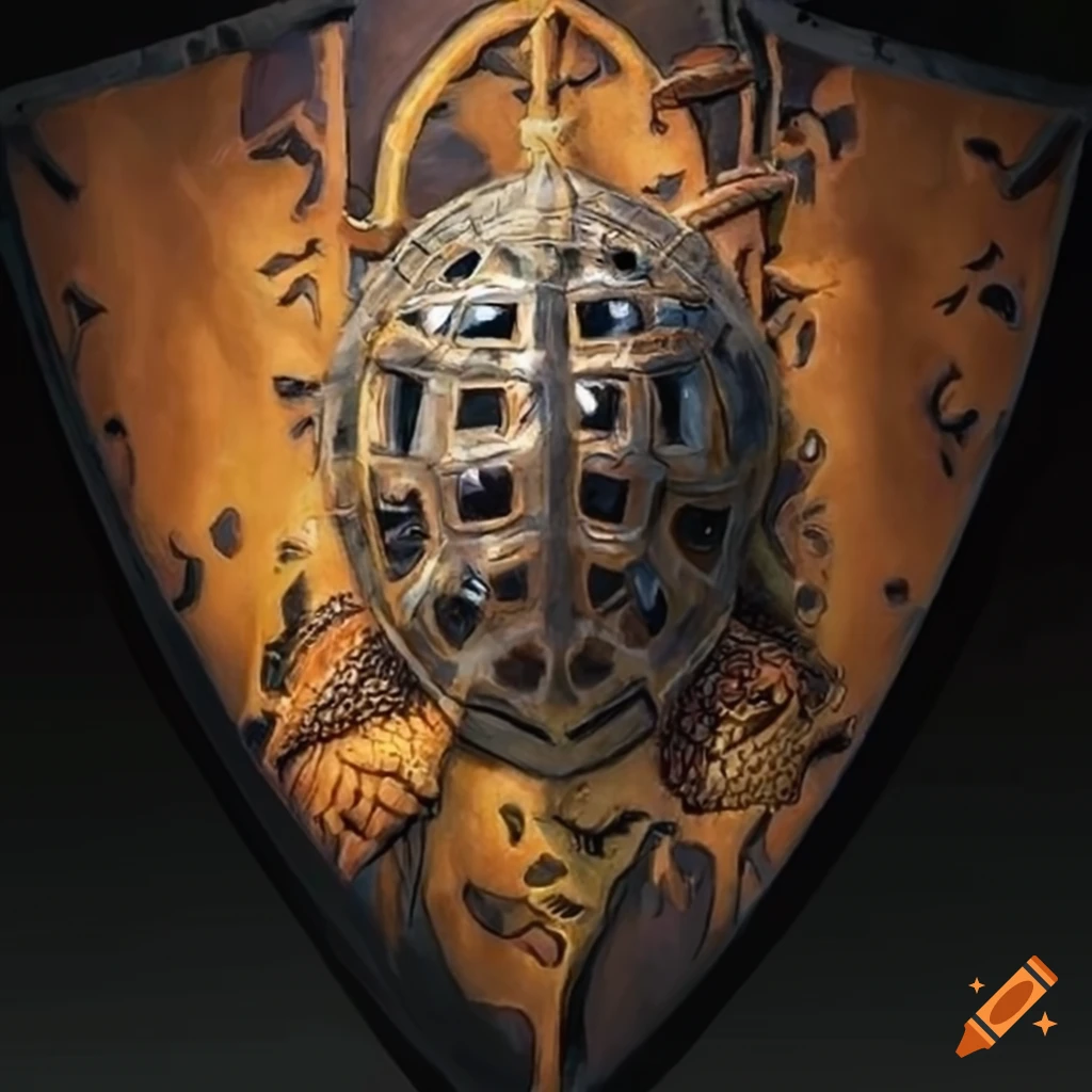 Turtle on a knight shield