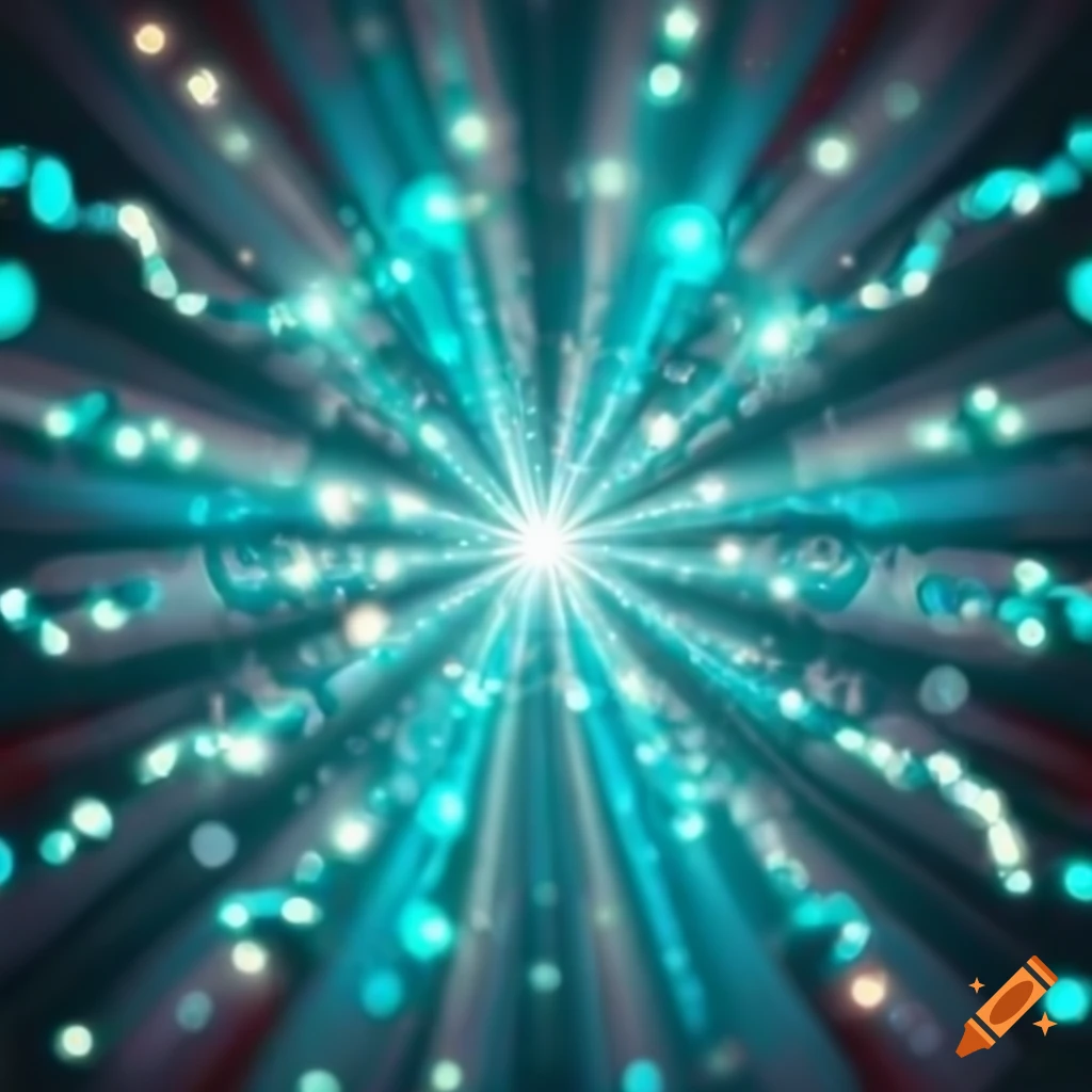 Sparkling turquoise lights on a white background