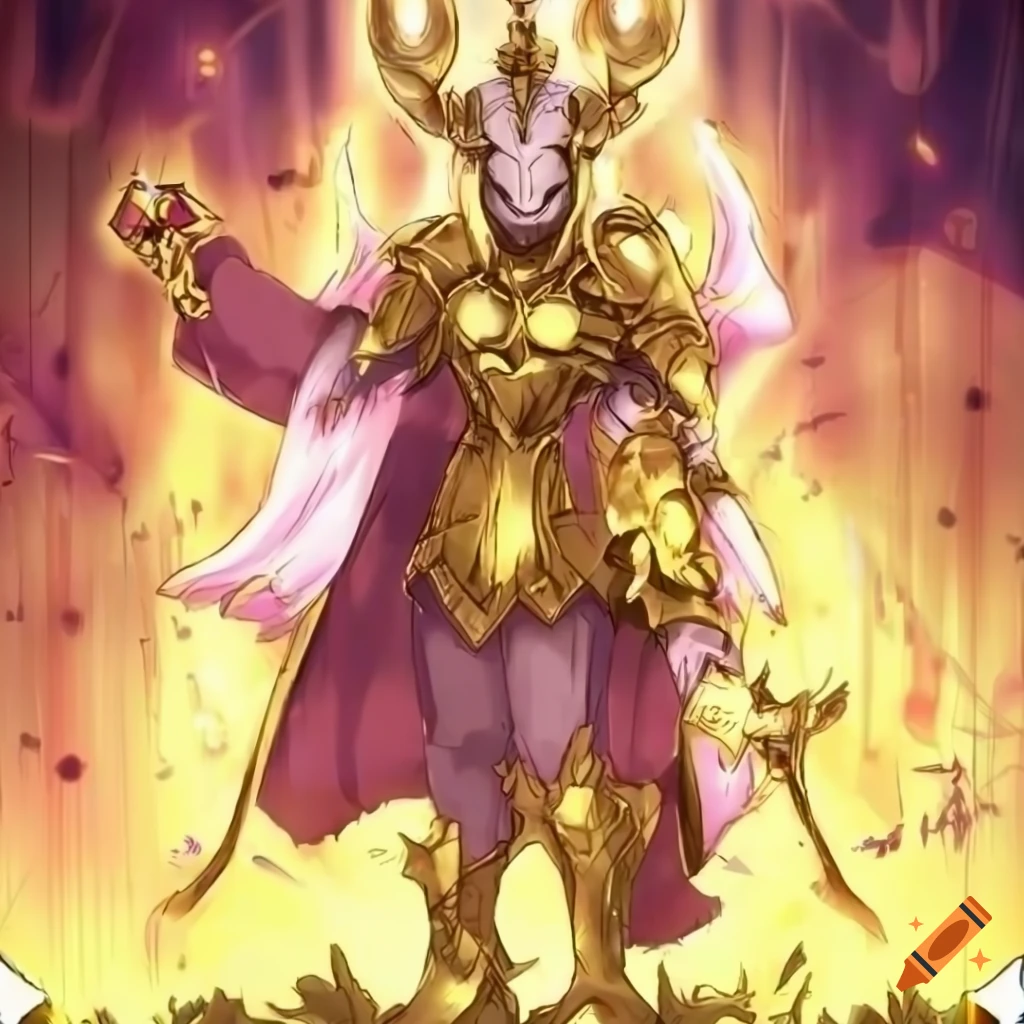 Anime art of a humanoid llama in knights of the zodiac style