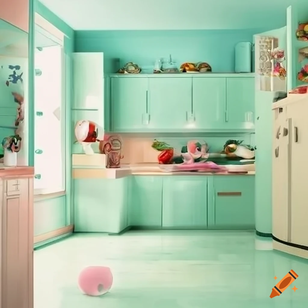 Kawaii kitchen floor with pastel colors on Craiyon